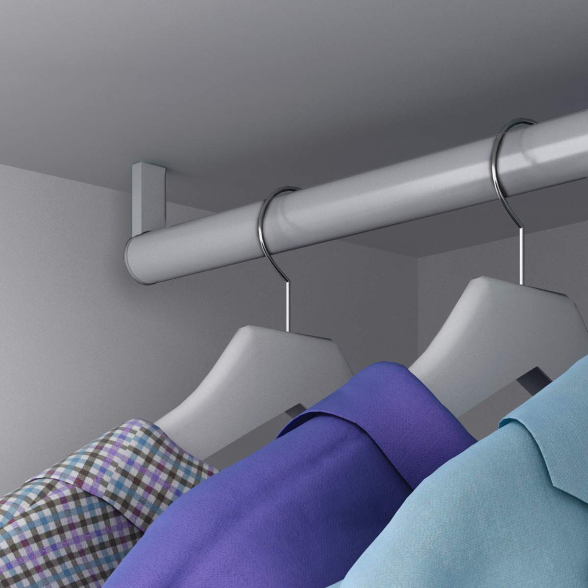 Top Mounted Round Rail Supports -Moka Wardrobe Storage