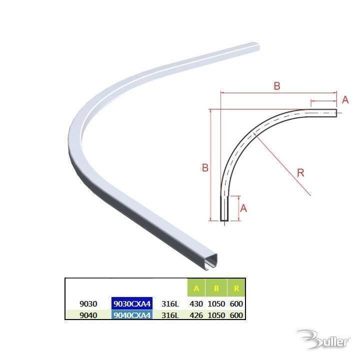 Corner Top Track Inox